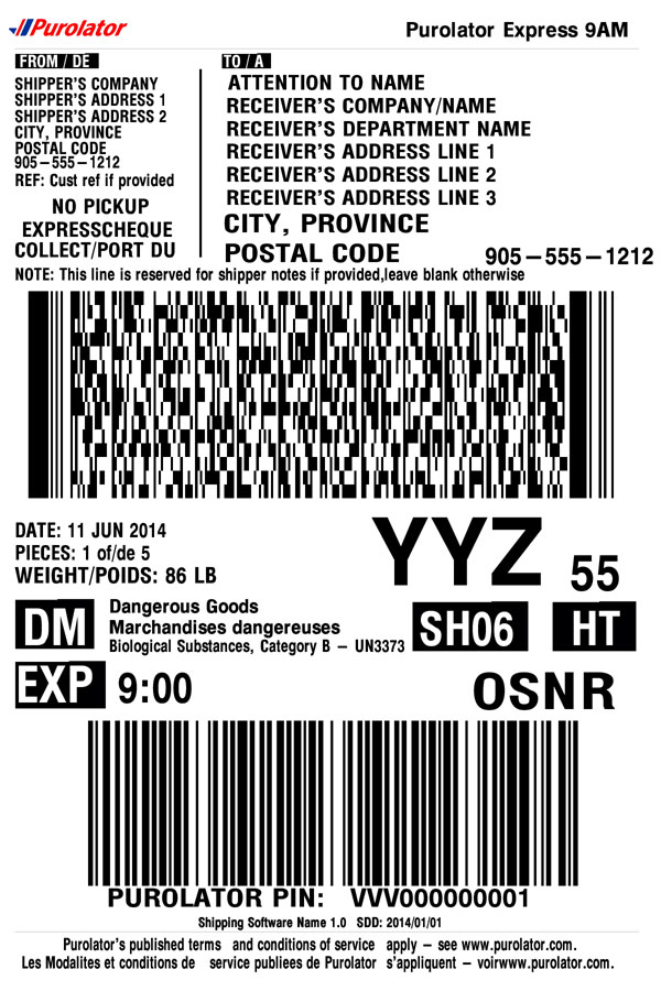 Purolator Shipping Label Template CYBRA