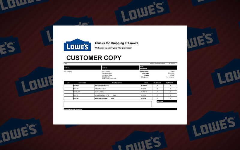 Lowe's Packing Slip Template | CYBRA