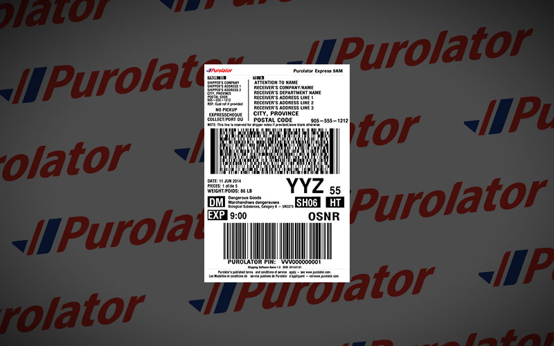 Purolator Shipping Label Template CYBRA
